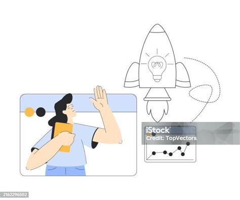 사업 와 젊은 여자 캐릭터 에서 웹 창 가지고 있는 온라인 회의 벡터 일러스트 레이 션 개발에 대한 스톡 벡터 아트 및 기타 이미지 Istock