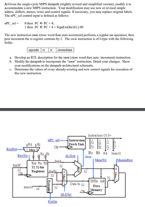 Solved 3 Given The Single Cycle Mips Datapath Slightly