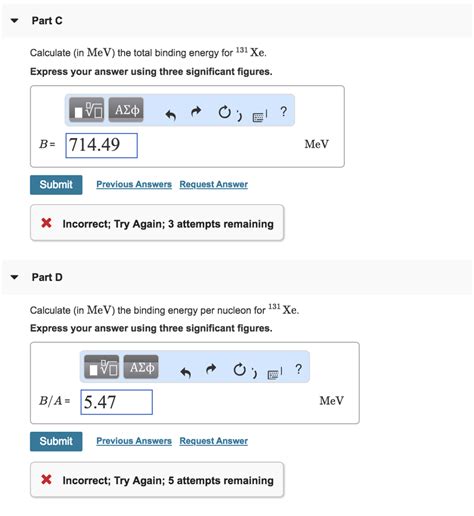 solved part calculate in me v the total binding energy for