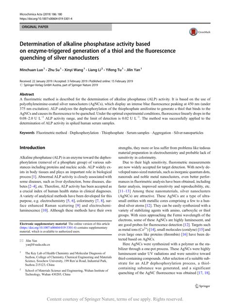 Determination Of Alkaline Phosphatase Activity Based On Enzyme Triggered Generation Of A Thiol