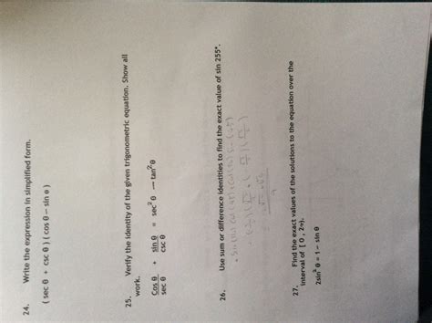 Solved Write The Expression In Simplified Form Sec Theta Chegg Com