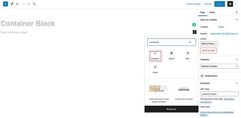 container block radius blocks documentation