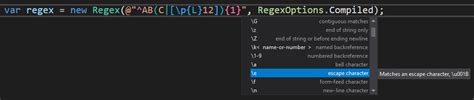 C How Why Can Visual Studio Give Suggestions Hints While Making A Regex String Stack