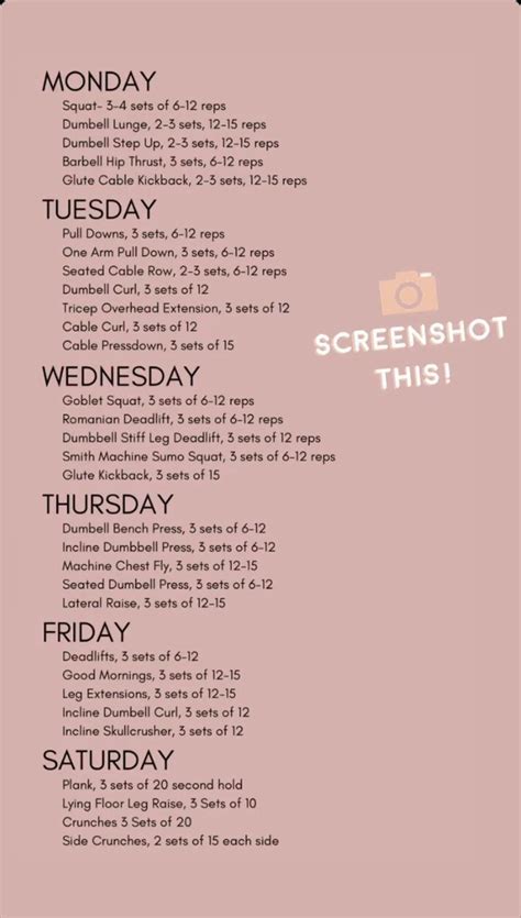 Best Week Workout Gym Workout Plan For Women Weekly Gym Workouts