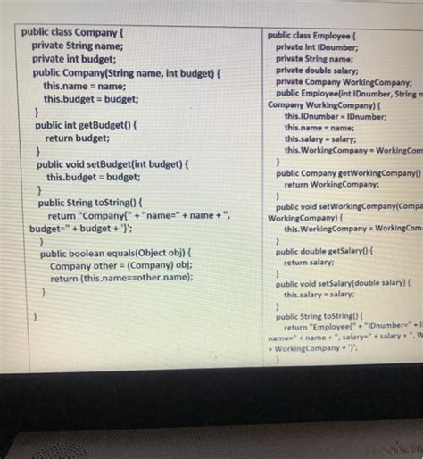 Solved Public Class Company Private String Name Private
