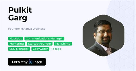 Pulkit Garg Founder Aanya Wellness Intch