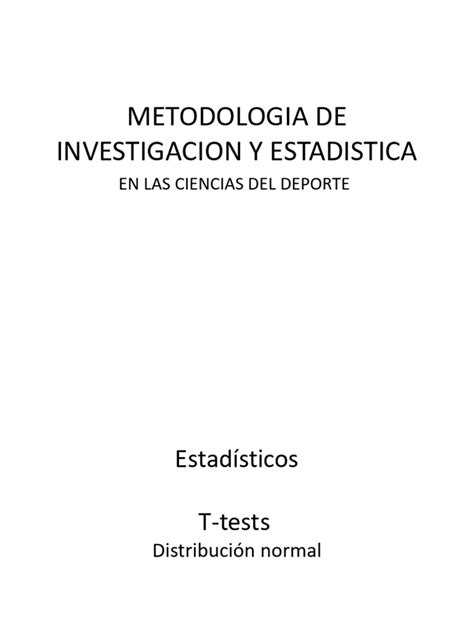 Estadística Y T Tests En Deportes Pdf Hipótesis Valor P
