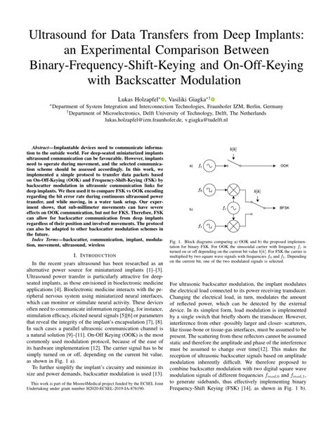 Pdf Ultrasound For Data Transfers From Deep Implants An Experimental