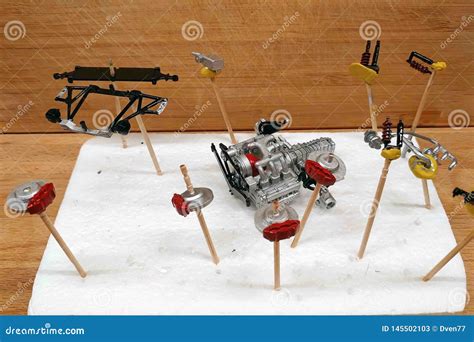 Modeling Build A Scale Model Plastic Parts Of The Car Are Painted Waiting For Installation