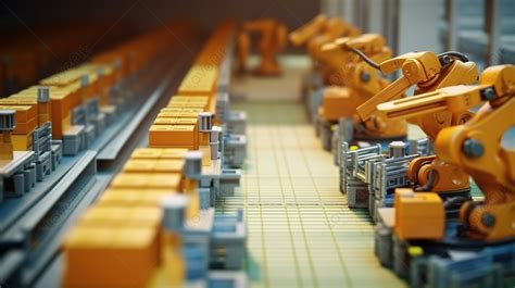 혁신적인 자동화 3d 렌더링 로봇 조립 라인을 통한 산업 환경 도입 자동 배경 생산 라인 배경 자동적 인 배경 이미지 Hd 자동 인공 지능 로봇 생산 라인 배경