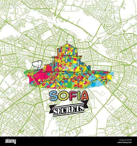 Sofia Travel Secrets Art Map For Mapping Experts And Travel Guides Handmade City Logo Typo