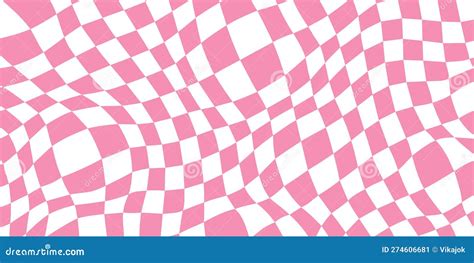 Retro Distorted Checkerboard Background Pink Trippy Psychedelic Checkered Wallpaper Stock