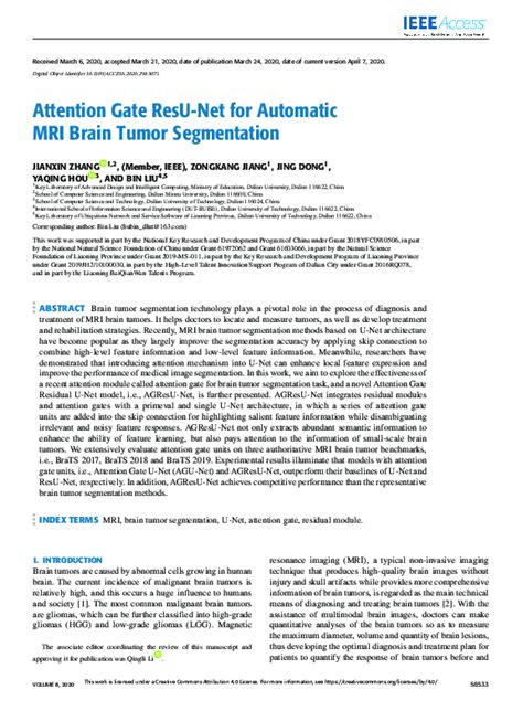 pdf attention gate resu net for automatic mri brain tumor segmentation
