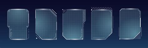 hud digital futuristic user interface square vertical frame set sci fi