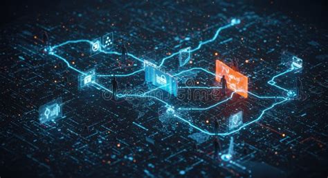 Data Streams Connect People To Information In A Futuristic Digital Network Stock Illustration