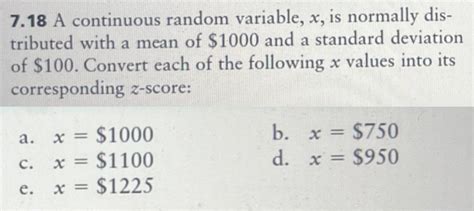 Solved A Continuous Random Variable X Is Normally Chegg