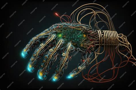 Premium Ai Image Robot Hand With Wires And Circuits Visible Assembling Circuit Board