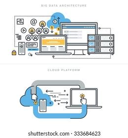 Flat Line Design Vector Illustration Concept Stock Vector Royalty Free Shutterstock