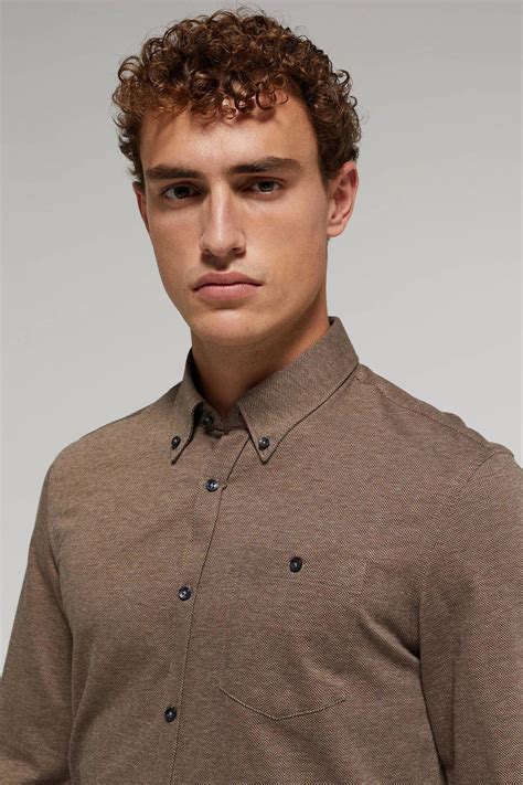 Van Gils Gemêleerd Slim Fit Overhemd Bruin Wehkamp