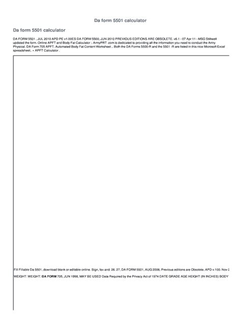 Fillable Online Da Form 5501 Calculator Fax Email Print Pdffiller