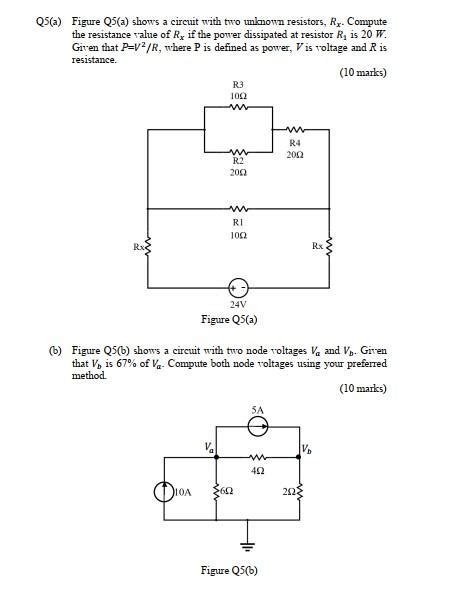 Solved Qsa Figure Q5a Shows A Circuit With Two Unknown
