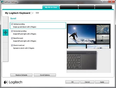 Configure All In One Keyboard Scroll Gesture Settings With Setpoint