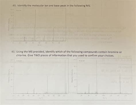Solved By An Expert Identifv The Molecular Ion And Base Peak In The