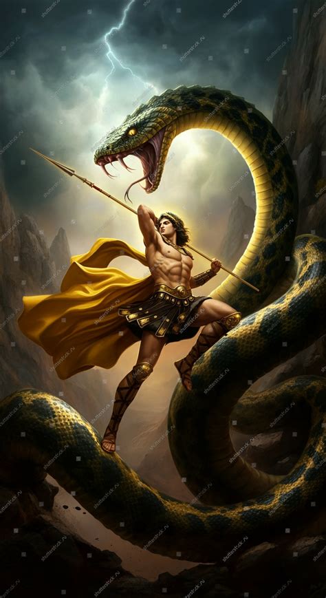God Apollo Kills Giant Snake Python Ai Generated Image 2575118935