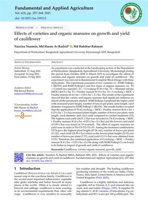 (PDF) Effects of varieties and organic manures on growth and yield of cauliflower