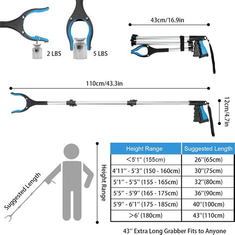 Housolution Reacher Grabber Tool 43″ Extra Long Grabbers For Elderly