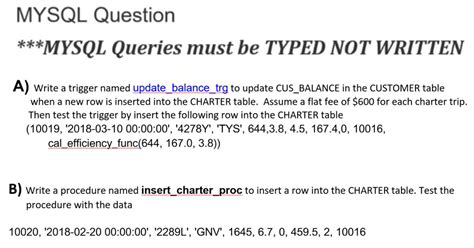 Mysql Question Mysql Queries Must Be Typed Not
