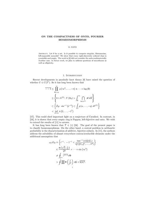 On The Compactness Of Onto Fourier On The Compactness Of Onto Fourier Homeomorphisms G Sato