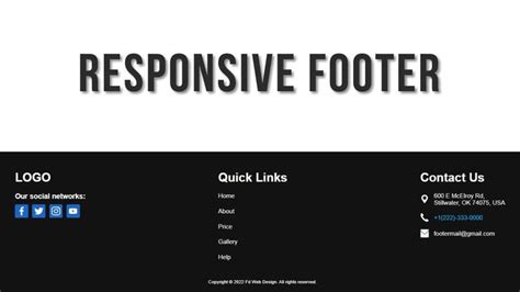 Responsive Footer With Social Links Html Css