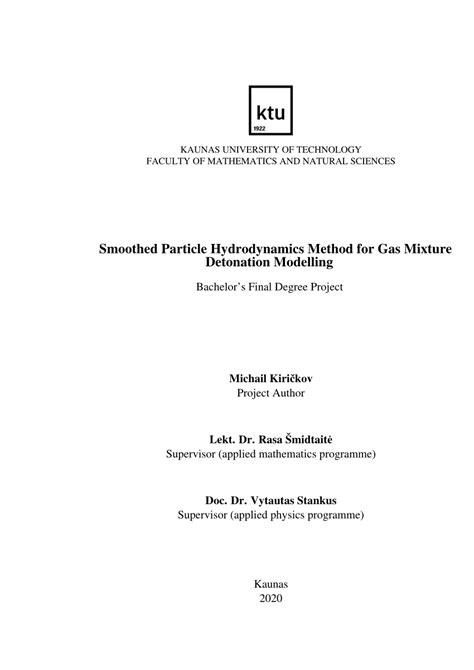 pdf smoothed particle hydrodynamics method for gas mixture detonation
