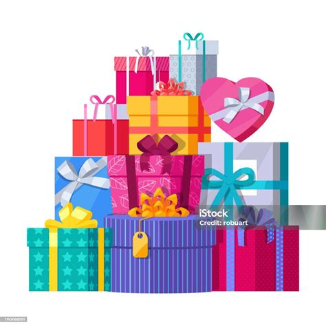 Pile Of Colorful Wrapped T Boxes Stock Illustration Download Image Now Anniversary Art