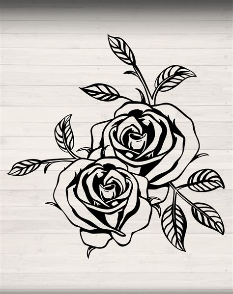 Simple Rose Svg Digital Download Rose Outline Svg Cricut Flower Svg