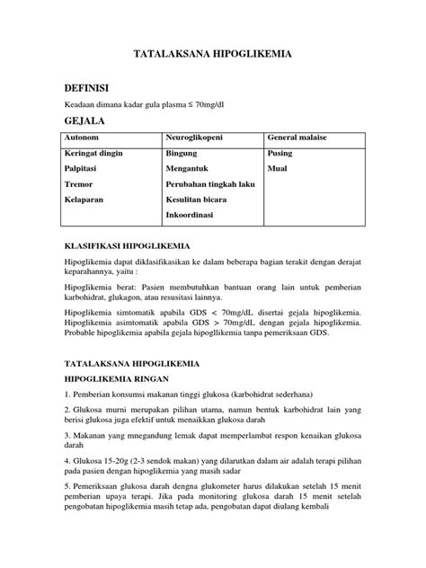 Tatalaksana Hipoglikemia Pdf