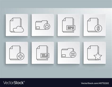 set line add new file document folder with star vector image