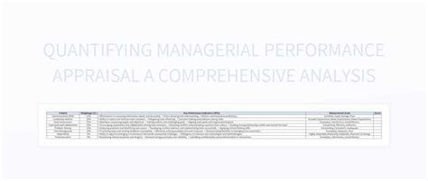 Quantifying Managerial Performance Appraisal A Comprehensive Analysis Excel Template Free