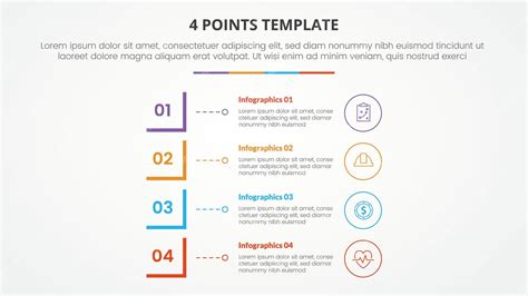 플랫 스타일 벡터가 있는 수정된 사각형 모양 수직 스택 4점 목록을 사용하여 슬라이드 프레젠테이션을 위한 4포인트 스테이지 템플릿 인포그래픽 개념 무료 벡터