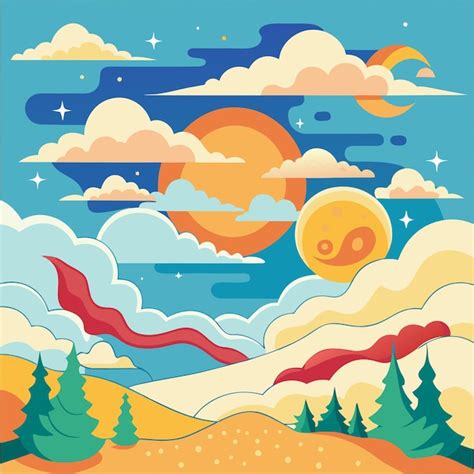 Sky And Cloud Color Vector Illustration Design Premium Ai Generated