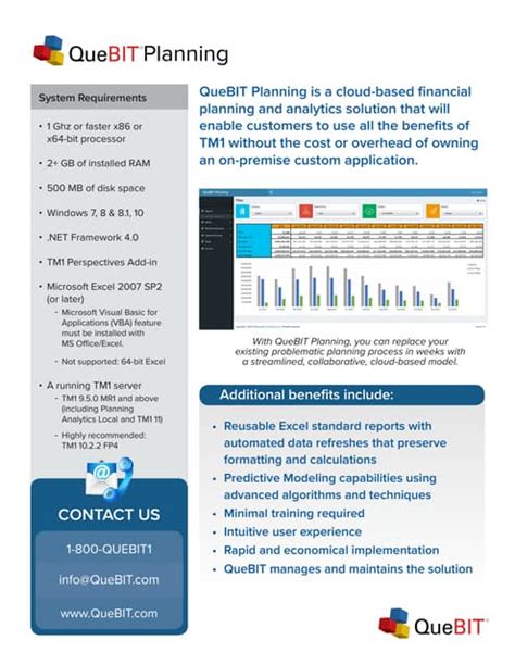Quebit Planning Product Sheet 2018 Quebit Consulting Pdf