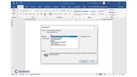 cara menyalin data dari microsoft excel ke word sebagai gambar
