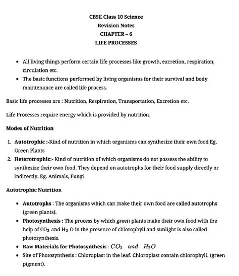 SOLUTION Class Th Science Chapter Cbse Class Revision Notes Studypool