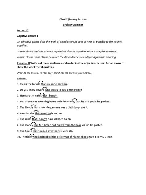 Brighter Grammar Lesson 17 Ex B Sayeeda Chowdhury Pdf