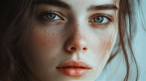 Free Intense Gaze Captured Photo Woman Freckles Green Download At Stockcake