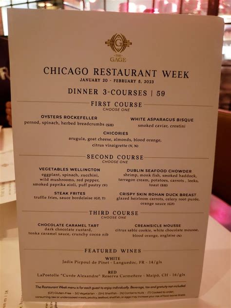 The Gage Menu Updated For 2025