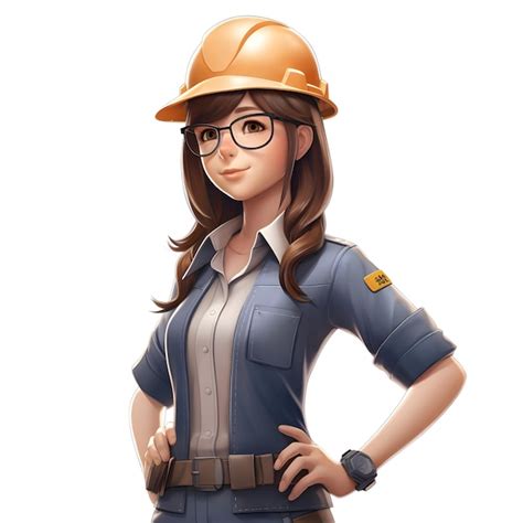 Premium Photo Illustration Of A Female Construction Worker Wearing A Hardhat And Glasses