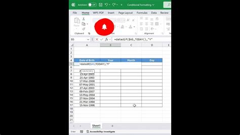 Fantastic Age Calculation Excel Exceltips Excelformula Ytshorts