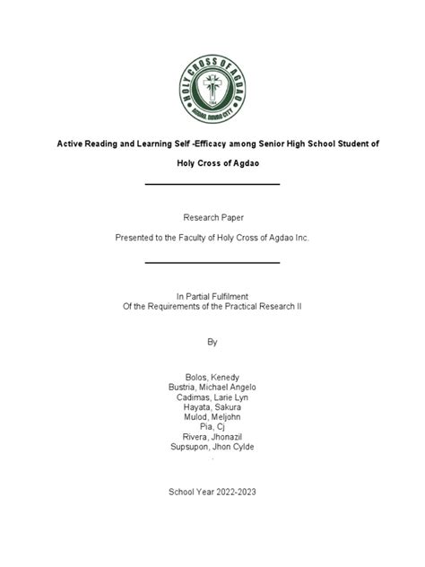 Humss 1 Research Pdf Self Efficacy Reading Comprehension